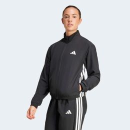 Damen Trainingsjacke "TRAIN ESSENTIALS 3-STREIFEN WOVEN WARM-UP"schwarz, wei&szlig;, Gr. XS, adidas Performance, Obermaterial: 87% Polyester, 13% Elasthan,
