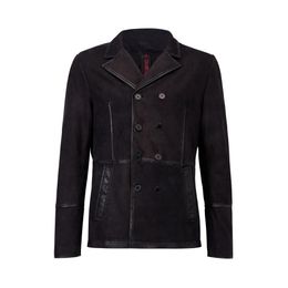 RICANO Herren Kurzmantel "Zweireiher Mantel Victor", schwarz, Gr. M, Obermaterial: 100% Lammnubukleder LANU. Futter: 100% Polyester PES., M&auml;ntel,
