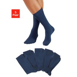 H.I.S. H.I.S Herren Businesssocken "Klassische Herren, M&auml;nnersocken, unifarben, ohne dr&uuml;ckende Naht", Gr. 47, blau, Baumwollmischung, unifarben, Socken, mit