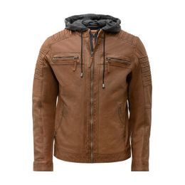 RICANO Herren Bikerjacke "Lederjacke 12815 Hood", braun, Gr. M, Obermaterial: 100% Lammnappaleder LANA. Futter: 100% Baumwolle CO., Jacken,