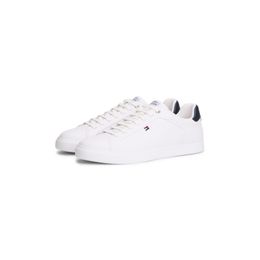 Tommy Hilfiger Herren Sneaker "ICON COURT LIGHT LEATHER", Gr. 46, wei&szlig;, Leder, Lederimitat, Basic, Schuhe, Freizeitschuh, Halbschuh, Schn&uuml;rschuh mit