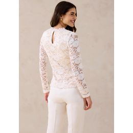bonprix Damen Langarmshirtwollwei&szlig;, festlich, Gr. 32, Obermaterial: 92% Polyamid, 8% Elasthan. Einsatz: 100% Polyester. Futter: 100% Polyester,