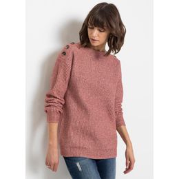 bonprix Damen Strickpullover "Pullover mit Kn&ouml;pfen", rosa, Gr. 44, meliert, unifarben, Strick, Obermaterial: 100% Polyester, Pullover, in