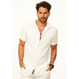 Carisma Kinder Kurzarmhemd "in Leinen-Optik als l&auml;ssiges Sommerhemd - Poloshirt f&uuml;r Herren", wei&szlig;, Gr. M, Obermaterial: 100% Baumwolle CO., Hemden,