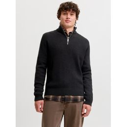 Jack & Jones JACK & JONES Herren Troyer "JJPANNEL KNIT HALF ZIP AW26"schwarz, Gr. M, unifarben, Strick, Obermaterial: 58% Polyacryl, 42% Baumwolle, Pullover,