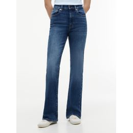 Tommy Jeans Damen Bootcut-Jeans "SYLVIA HGH FLR CJ1", blau, Gr. 27, unifarben, Denim/Jeans, Obermaterial: 99% Baumwolle, 1% Elasthan, Jeans,