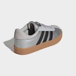 Kinder Sneaker "VL COURT 3.0", adidas Sportswear, Gr. 36silber metallic, core schwarz, lgh solid grau, Leder, Synthetik, Schuhe, inspiriert vom