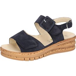 Waldl&auml;ufer WALDL&Auml;UFER Damen Sandalette "K-Arlene", Gr. 4,5, blau, Veloursleder, unifarben, Schuhe, Sommerschuh, Klettsandale in Extraweite K f&uuml;r den kr&auml;ftigen