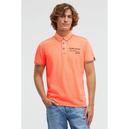 CAMP DAVID Herren Poloshirt, orange, Gr. M, Strukturmuster, bedruckt, Piqu&eacute;, Material: 100% Baumwolle, Shirts, mit Kontrastn&auml;hten
