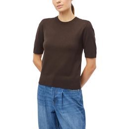 s.Oliver Damen Rundhalspullover, braun, Gr. 40, meliert, Strick, Obermaterial: 72% Viskose, 28% Polyester, Pullover, Halbarm Sommer-Strickpullover