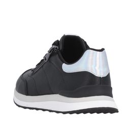 Remonte Damen Plateausneaker, Gr. 42, schwarz, Leder, Lederimitat, unifarben mit Farbeinsatz, Schuhe, Schn&uuml;rschuh, Halbschuh, Freizeitsneaker mit