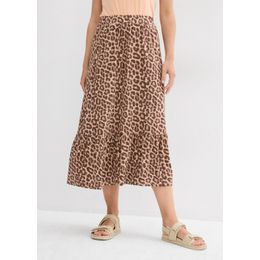 bonprix Damen Jerseyrockbeige leo bedruckt, Gr. 52, Obermaterial: 95% Viskose, 5% Elasthan, R&ouml;cke, mit elastischem Bund, aus Viskose, ausgestellte