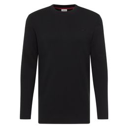 Mustang Herren Langarmshirt "Arlington-RH"jet schwarz, Gr. L, unifarben, Jersey, Obermaterial: 100% Baumwolle, Shirts, Slim fit