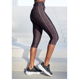 active by Lascana LASCANA ACTIVE Damen Sporthose, braun, Gr. XS, Trikot, Obermaterial: 85% Polyester, 15% Elasthan, Hosen, in Leo-Optik mit breitem B&uuml;ndchen