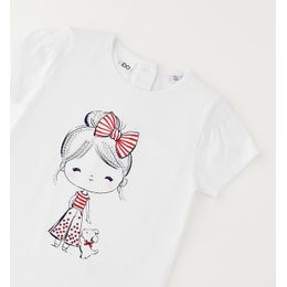 IDO M&auml;dchen T-Shirt "BABY GIRL SUMMER T-SHIRT"optical wei&szlig;, Gr. 116, 100% Baumwolle, Shirts