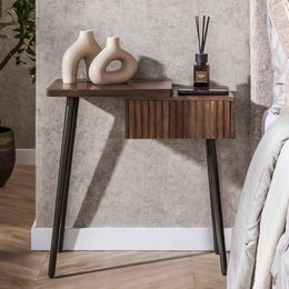 Pharao24.de Nachttisch Beistelltisch Bett in Holz Braun mit einer Schublade