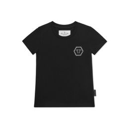 Philipp Plein Damen T-Shirt "Kurzarm-Rundhals-T-Shirt", schwarz, Gr. 10, Obermaterial: 100% Baumwolle, Shirts