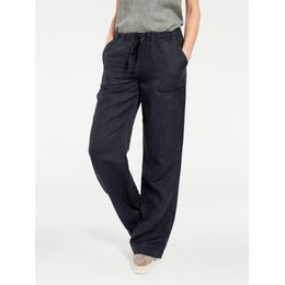 Heine Damen Schlupfhose, blau, Gr. 42, unifarben, 55% Baumwolle, 45% Leinen, Hosen
