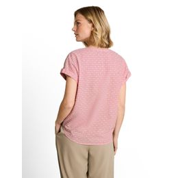Tom Tailor Damen Druckbluse, rosa, Gr. 46, gepunktet, gestreift, Web, Obermaterial: 100% Baumwolle, Blusen, Sommer-Tunika mit feinen Streifen und
