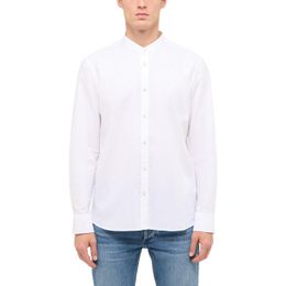 Mustang Herren Langarmhemd "Herren Style Yuma", wei&szlig;, Gr. XXXL, unifarben, Web, 55% Leinen, 45% Baumwolle, Hemden