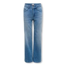 KIDS Only M&auml;dchen High-waist-Jeans "KOGJUICY-WAUW HW WIDE DNM GUA113 NOOS", blau, Gr. 134, unifarben, Denim/Jeans, Obermaterial: 64% Baumwolle, 31%