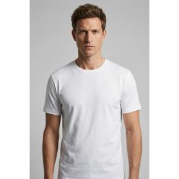 OLYMP Herren T-Shirt, wei&szlig;, Gr. M, unifarben, Jersey, Obermaterial: 100% Baumwolle, Shirts, basic, normale Passform, Rundhals