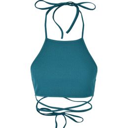 Urban Classics Damen Yoga & Relax Shirt "Urban Classics Damen Ladies Rib Trapeze Cropped Top"watergr&uuml;n, Gr. XXXL, unifarben, 75% Polyester, 20%