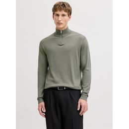 Jack & Jones JACK & JONES Herren Troyer "JJEEMIL KNIT HALF ZIP NOOS", gr&uuml;n, Gr. L, unifarben, Strick, Obermaterial: 60% Baumwolle, 20% Nylon, 20% Viskose,