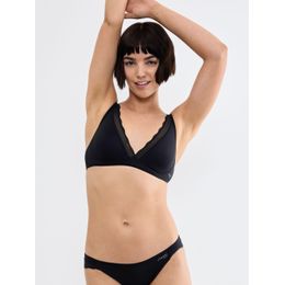Sloggi Damen Soft-BH "GO Blush Soft Bra", Gr. XL, schwarz, Spitze, Obermaterial: 88% Polyamid, 12% Elasthan, BHs, mit Spitzendetails