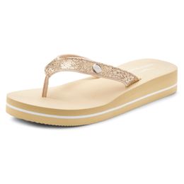 Venice Beach Damen Badezehentrenner "Sandale, Badeschuh, Badelatsche, Flip Flop, Badeschlappe, Pantolette", Gr. 41, gold, Obermaterial: 100%