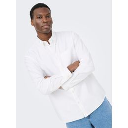 Only & Sons ONLY & SONS Herren Langarmhemd "ONSOXFORD LS SHIRT FRML NOOS"hellwei&szlig;, Gr. M, unifarben, Web, Obermaterial: 98% Baumwolle, 2% Elasthan, Hemden,