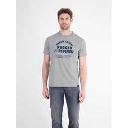 Lerros Herren Rundhalsshirt "T-Shirt aus reiner Baumwolle mit l&auml;ssigem Slogan-Print", grau, Gr. XL, 100% Baumwolle, Shirts