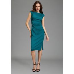 Bruno Banani Damen Abendkleid, gr&uuml;n, Gr. 42, unifarben, Jersey, Obermaterial: 98% Polyester, 2% Elasthan, Kleider, kniebedeckend, &auml;rmellos,