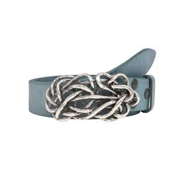 Damen Lederg&uuml;rtel, blau, Gr. 115, RETTUNGSRING G&Uuml;RTEL, unifarben, Leder, G&uuml;rtel, mit austauschbarer Schlie&szlig;e &raquo;Strohknoten&laquo;