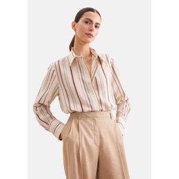 Seidensticker Damen Hemdbluse, beige, Gr. 44, gestreift, 85% Viskose, 15% Polyamid, Blusen, 1/1 Kragen Gestreift