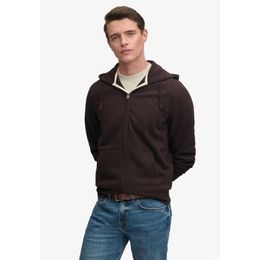 Superdry Herren Kapuzensweatjacke "ESSENTIAL SDCO LOGO ZIPHOOD", braun, Gr. XXXL, bedruckt, meliert, angeraute Sweatware, Obermaterial: 60%