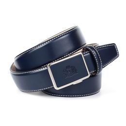 Anthoni Crown Herren Lederg&uuml;rtel, blau, Gr. 100, unifarben mit Farbeinsatz, Leder, G&uuml;rtel, mit Kontrast Stitching