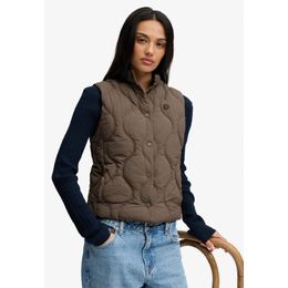Superdry Damen Steppweste "ONION QUILT CRINKLE SNAP GILET", braun, Gr. S, unifarben, Steppware, Obermaterial: 100% Nylon, Westen, aus Nylon, Slim