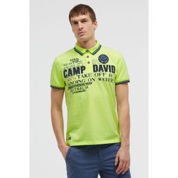 CAMP DAVID Herren Poloshirt, gr&uuml;n, Gr. M, bedruckt, Piqu&eacute;, Material: 65% Polyester, 35% Baumwolle, Shirts, mit Baumwolle
