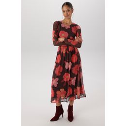 Damen Maxikleid, braun, Gr. 38, Aniston SELECTED, bedruckt, gebl&uuml;mt, leicht durchscheinend, leicht transparent, Mesh, Jersey, Obermaterial: 95%