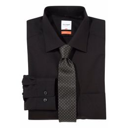 OLYMP Herren Businesshemd "Luxor modern fit", schwarz, Basic, Gr. 40, unifarben, Web, Obermaterial: 100% Baumwolle, Hemden, extra lange &Auml;rmel,