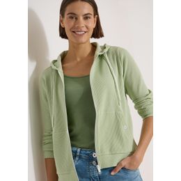 Cecil Damen Kapuzensweatjacke, gr&uuml;n, Gr. S, unifarben, Sweatware, Obermaterial: 58% Baumwolle, 39% Polyester, 3% Elasthan. Futter: 100% Baumwolle,