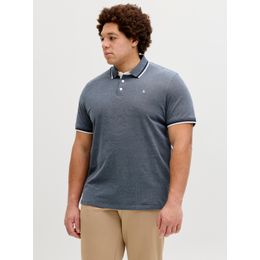 Jack & Jones PlusSize Herren Poloshirt "JJEPAULOS POLO SS NOOS PLS", blau, Gr. 5XL, JACK & JONES PLUSSIZE, unifarben, Piqu&eacute;, Obermaterial: 100% Baumwolle, Shirts,