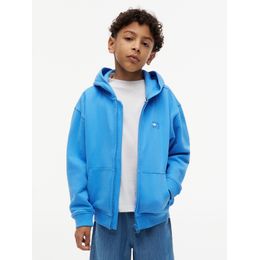 Tommy Hilfiger Jungen Kapuzensweatjacke, blau, Gr. 12, unifarben, Sweatware, Obermaterial: 100% Baumwolle, Sweatjacken, Kinder bis 16 Jahre