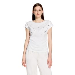 Betty Barclay Damen Kurzarmshirt "Damen mit Rippenstruktur"rohwei&szlig;, Gr. 36, Jersey, Obermaterial: 48% Baumwolle, 48% Modal, 4% Elasthan, Shirts