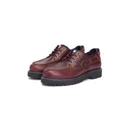 Tommy Jeans Herren Bootsschuh "ARCHIVE '01 BOAT SHOE LEATHER", Gr. 40, rot, Leder, kontrastfarbene Details, used, Schuhe, Bootsschuh, Halbschuh mit