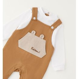 IDO Kinder Strampler "BABY BOY ROMPERS", Gr. 58, braun, 95% Baumwolle, 5% Elasthan, Overalls