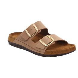 Rohde Damen Pantolette "Rodigo-D", Gr. 42, beige, Leder, Schuhe, Sommerschuh, Schlappen, Hausschuh mit Schnallenverschluss
