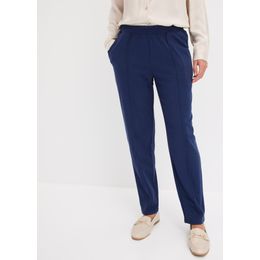 bonprix Damen Schlupfhose, blau, Gr. 36, Web, Obermaterial: 65% Polyester, 30% Viskose, 5% Elasthan, Hosen, aus Polyester, Viskose und Elasthan,