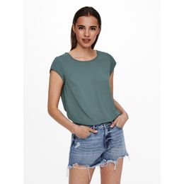 Only Damen Kurzarmbluse "ONLVIC &ndash; feminines Blusenshirt in lockerer Form", gr&uuml;n, Gr. 42, unifarben, Web, Obermaterial: 97% Polyester, 3% Elasthan,